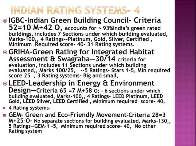 RATING SYSTEMS- IGBC, GRIHA, LEED--.pptx