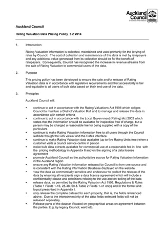Auckland Council Rating valuation data pricing policy | PDF