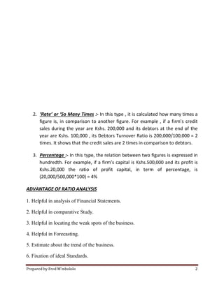 Types of Ratio analyis and their significance | PDF