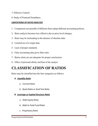 Types of Ratio analyis and their significance | PDF