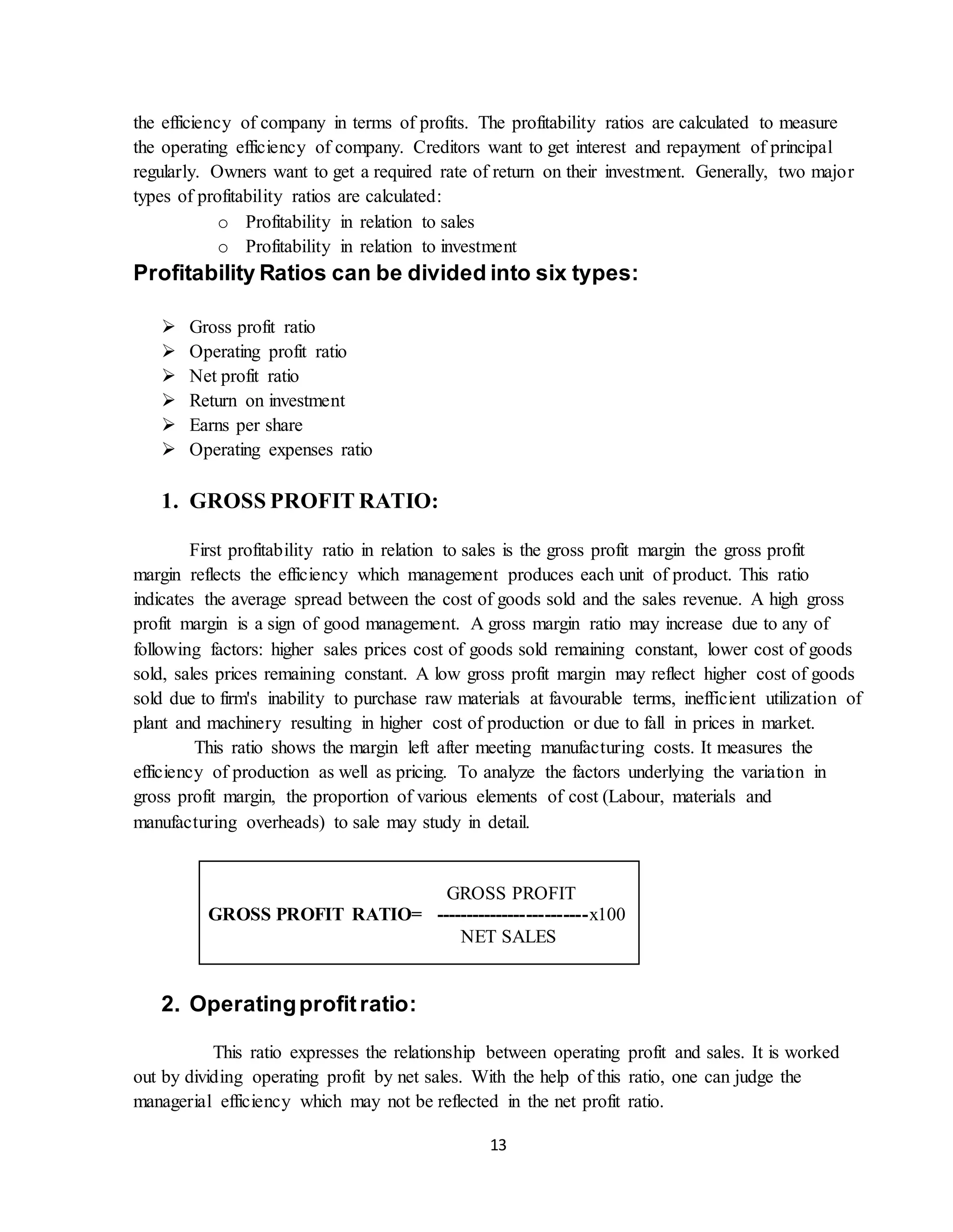 Ratio analysis project | DOCX
