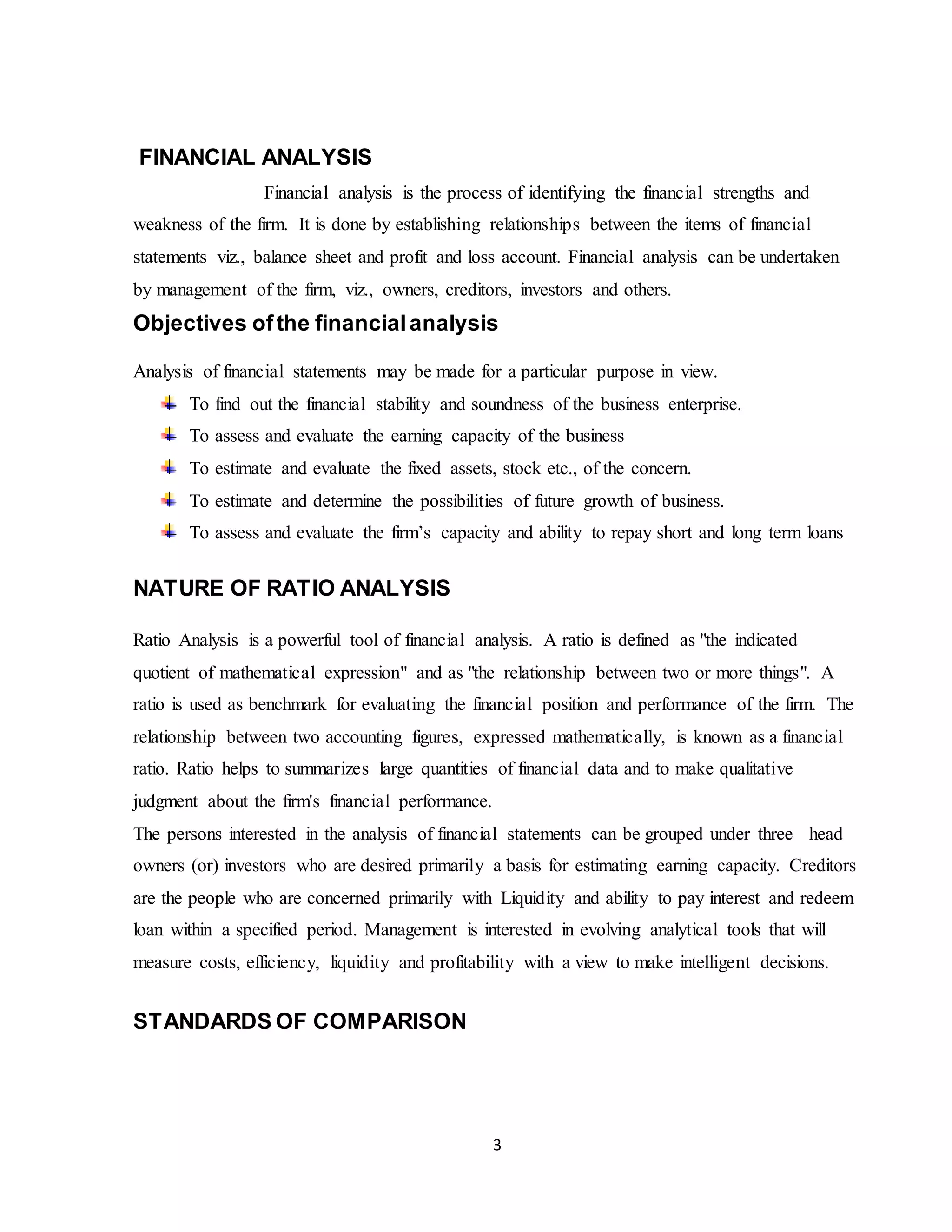 Ratio analysis project | DOCX