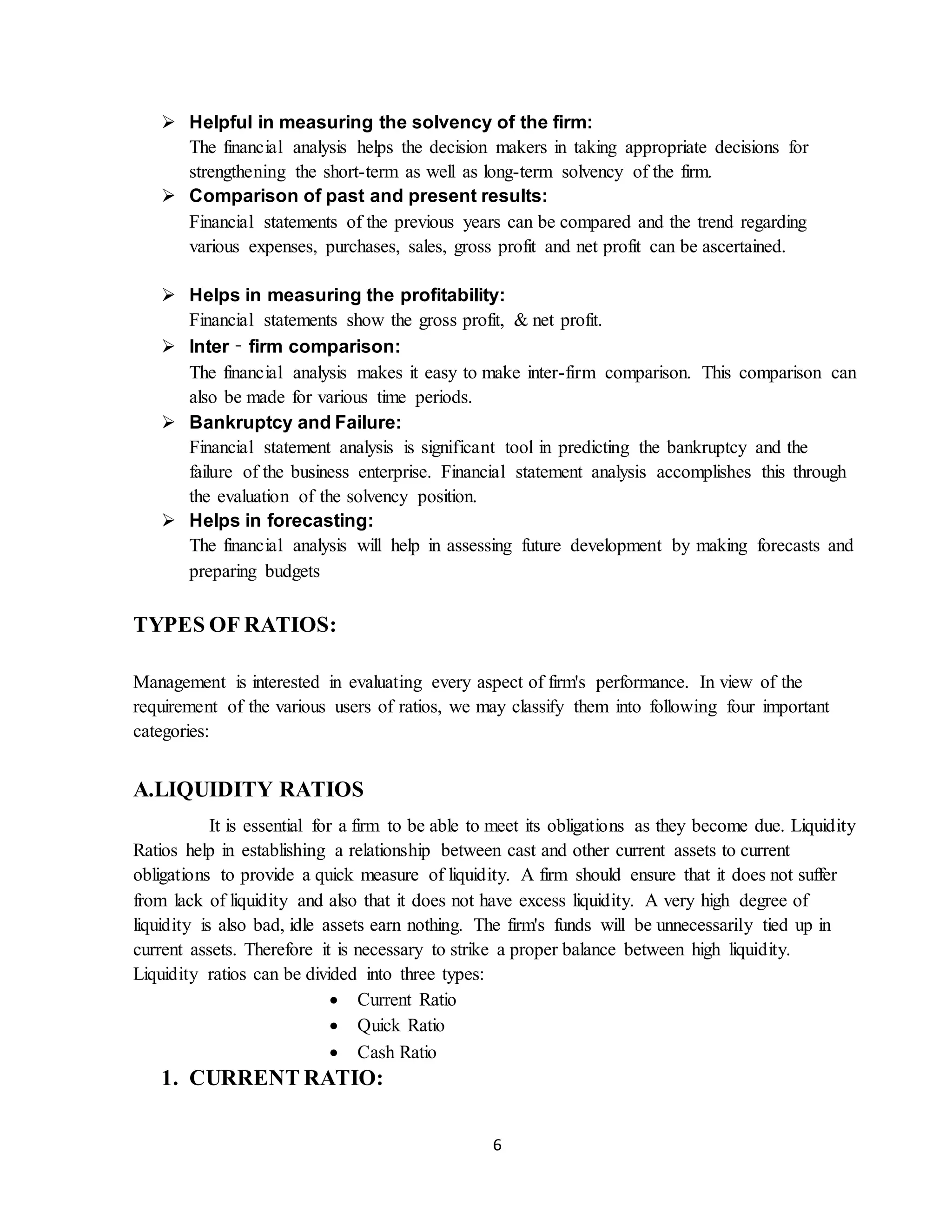 Ratio analysis project | DOCX