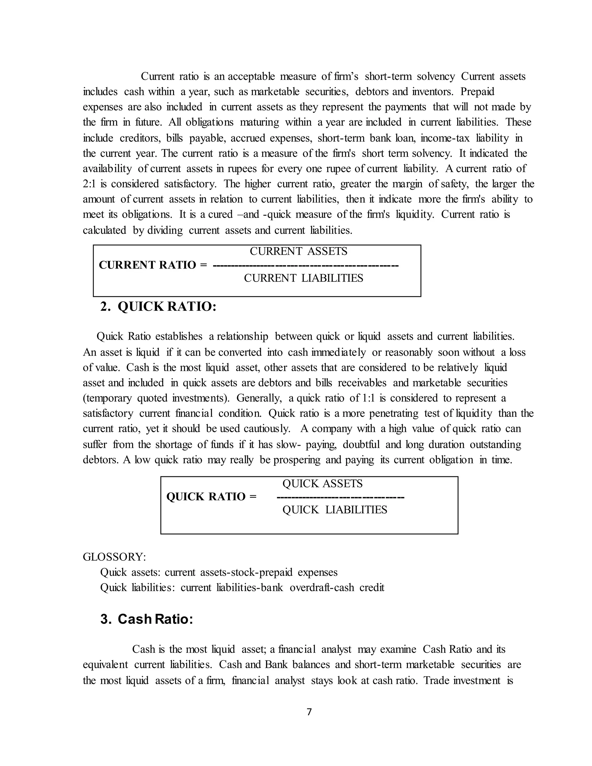 Ratio analysis project | DOCX
