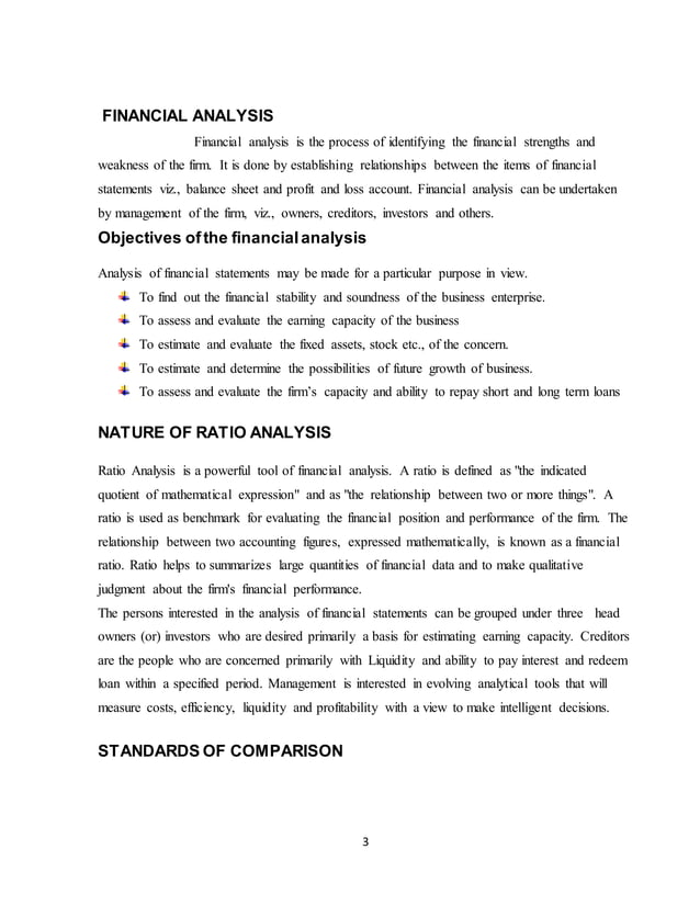 Ratio analysis project | DOCX