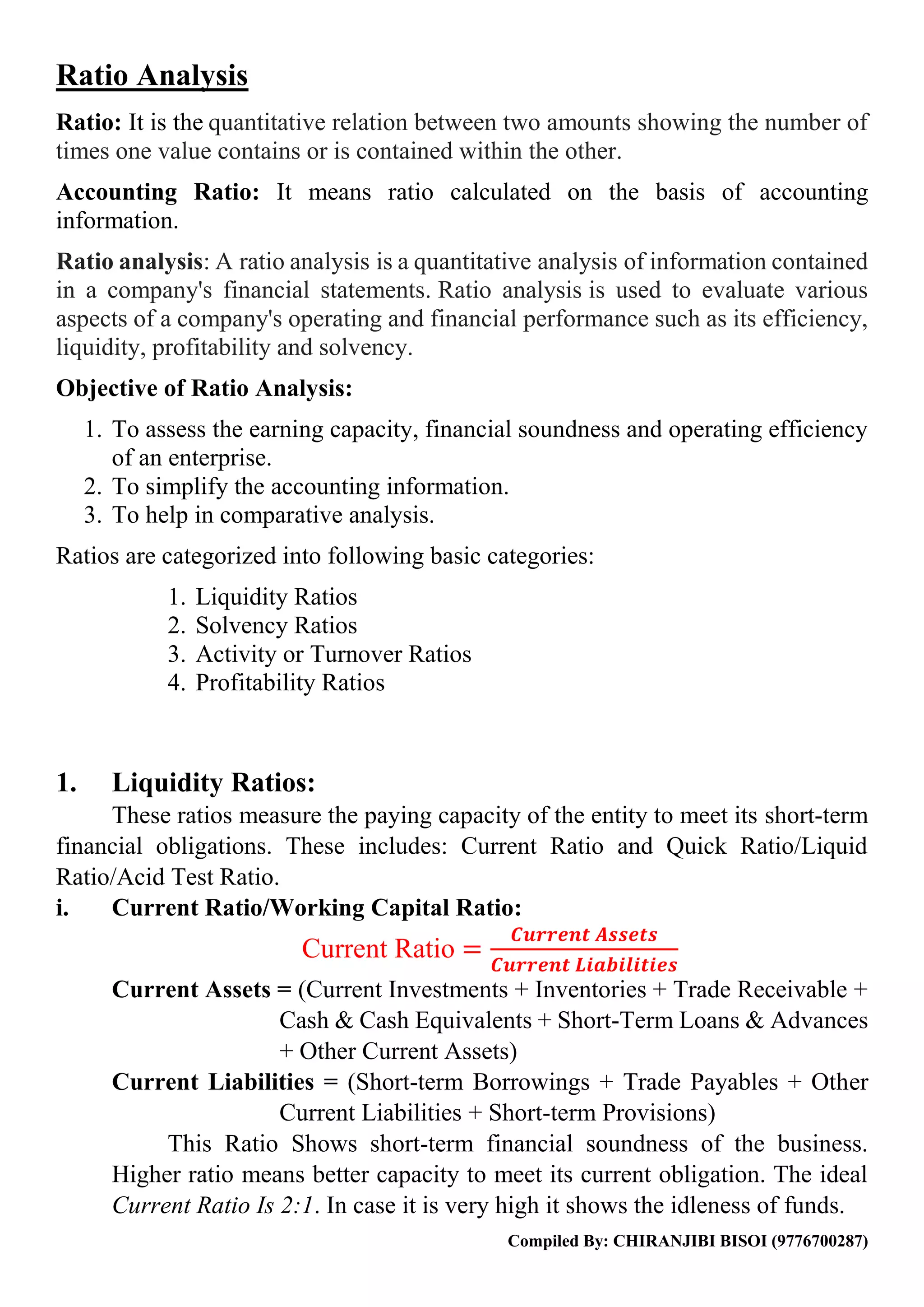 Ratio Analysis in Accounting | PDF