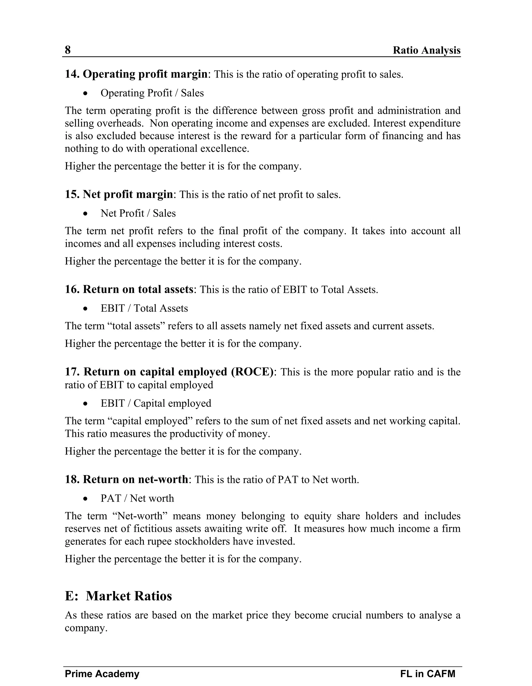 Ratio analysis theory-prime | PDF