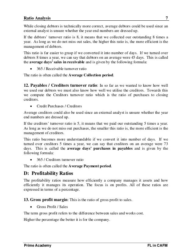 Ratio analysis theory-prime