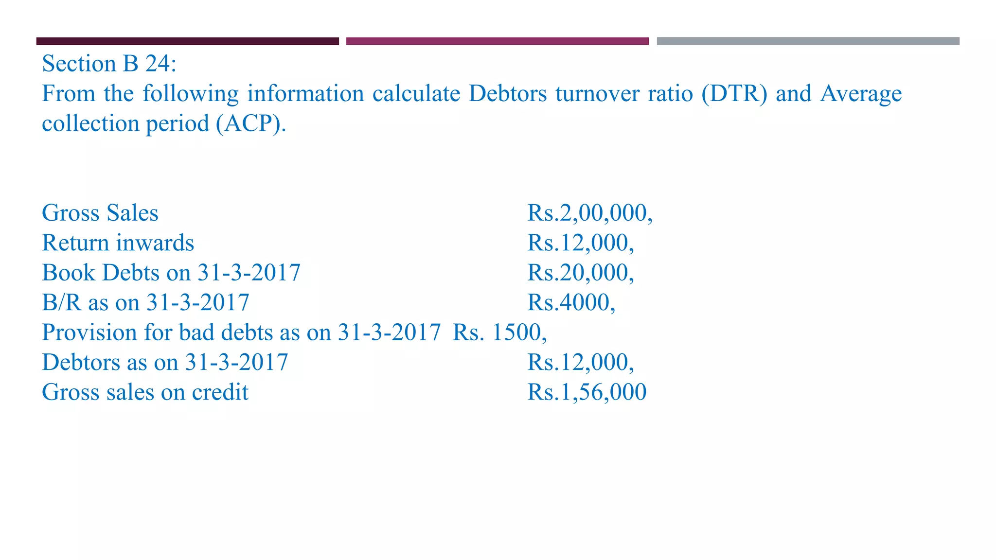 Ratio analysis - DTR Solved Exercises | PPTX