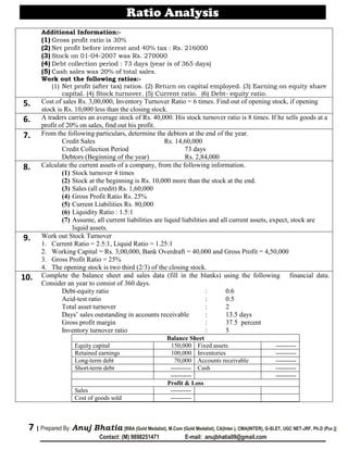 Ratio analysis formula sheet cbse accounting | PDF