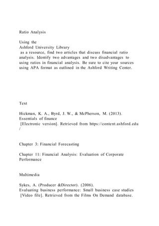 Ratio AnalysisUsing the Ashford University Library as a re | PDF