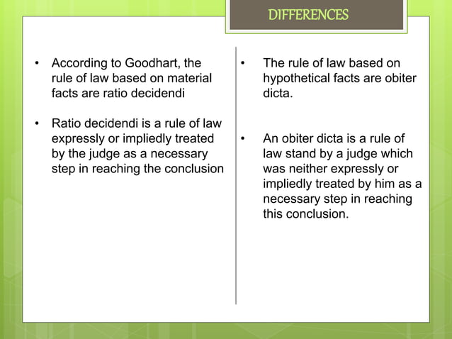 Ratio and obiter dictum | PPTX | Law