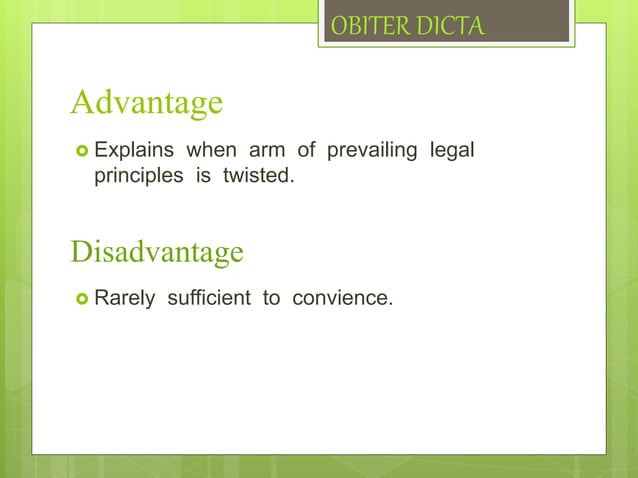 Ratio and obiter dictum | PPTX | Law