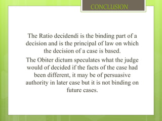 Ratio and obiter dictum | PPTX