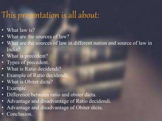 Ratio and obiter dictum | PPTX | Law