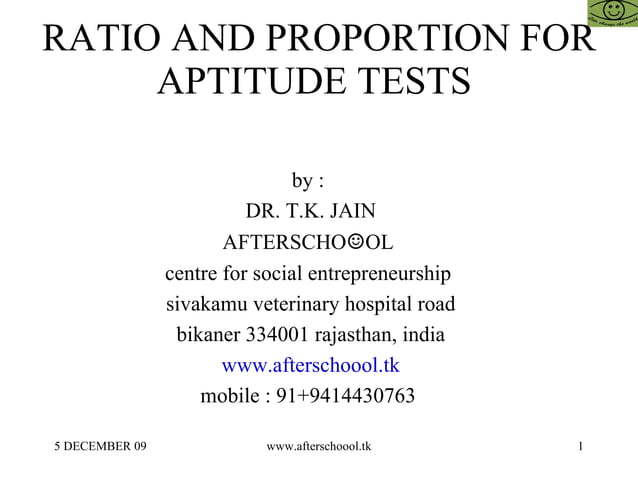 Ratio And Proportion For Aptitude Tests | ODP | Educational Assessment ...