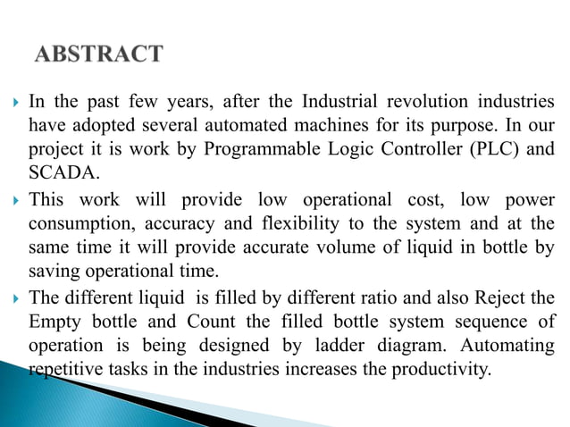 Ratio control based blending and bottle rejection using plc | PPT