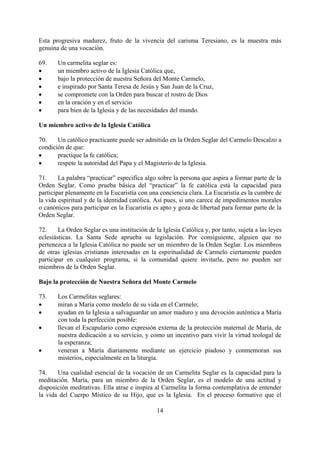 Ratio Instituciones De La Orden Seglar De Los Carmelitas Descalzos | PDF