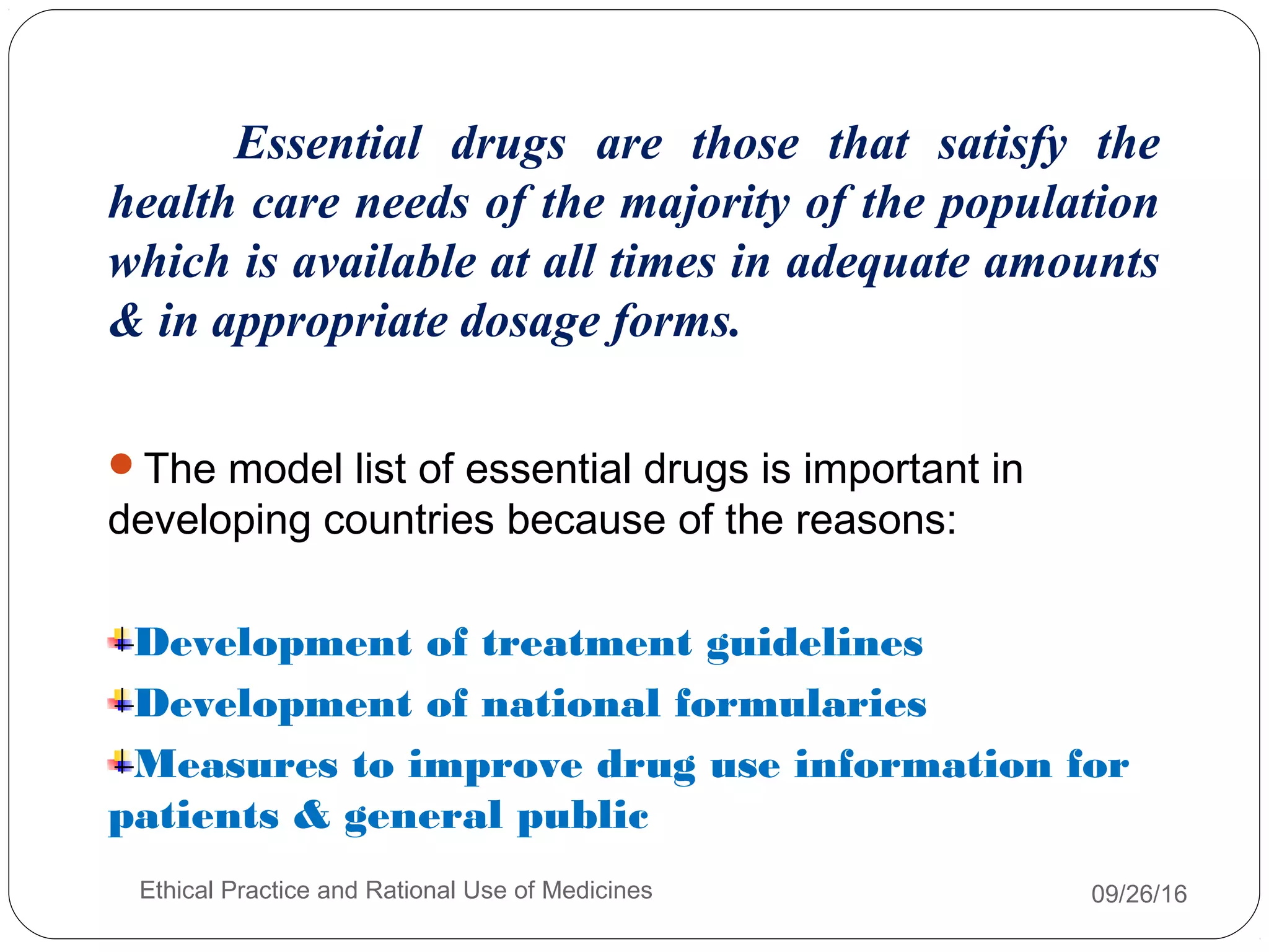 Rational drug use and essential drugs | PPT