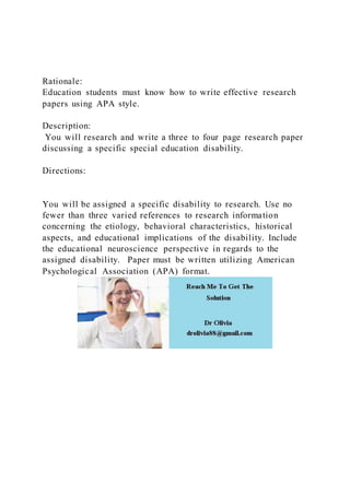 Rationale Education students must know how to write effective | DOCX