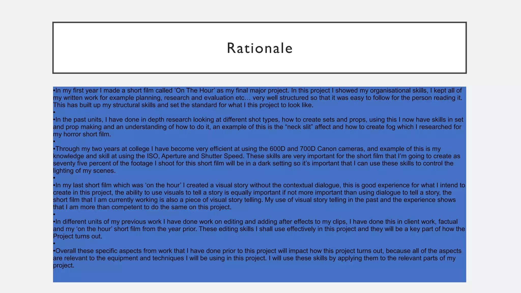 Rationale in depth - fmp | ODP