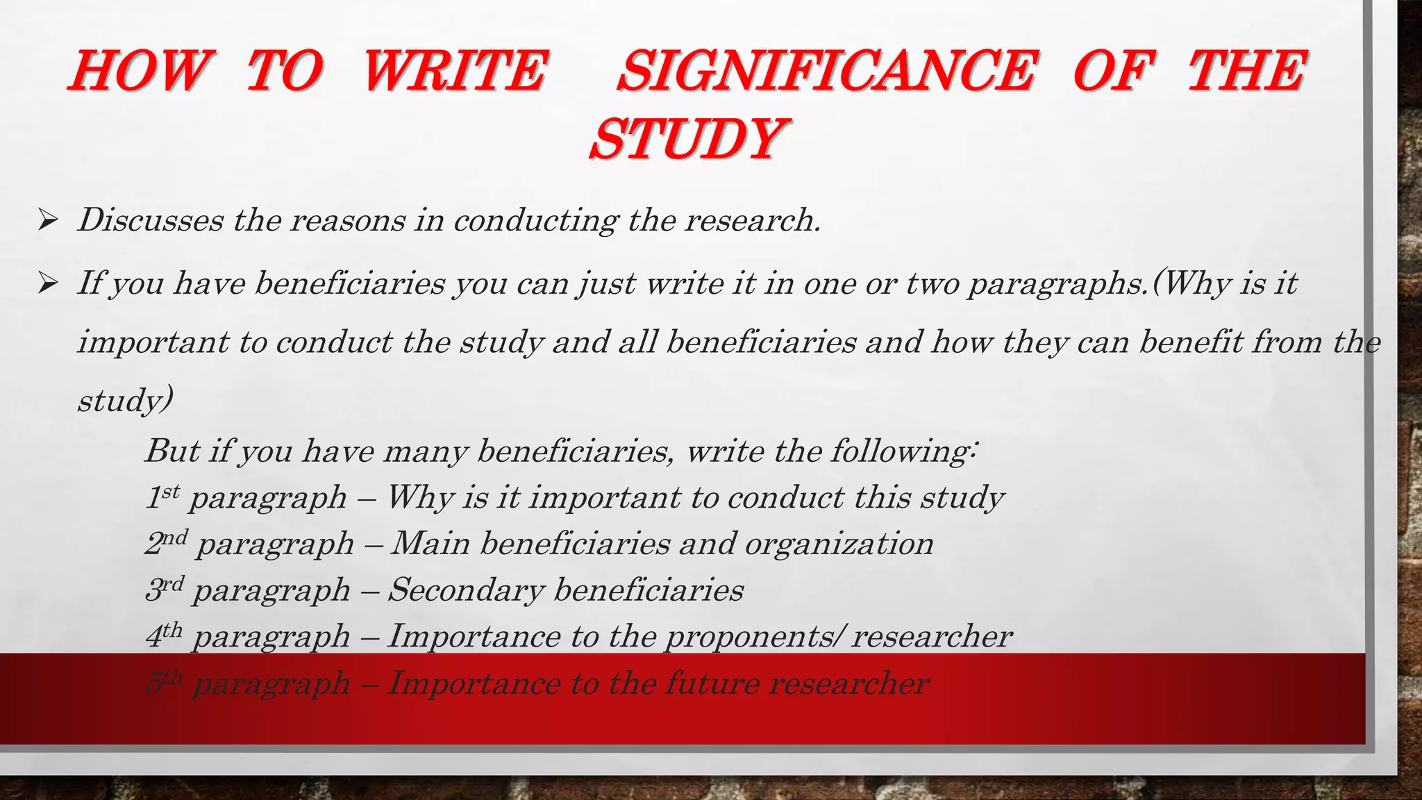 Rationale justification significance of study | PPTX