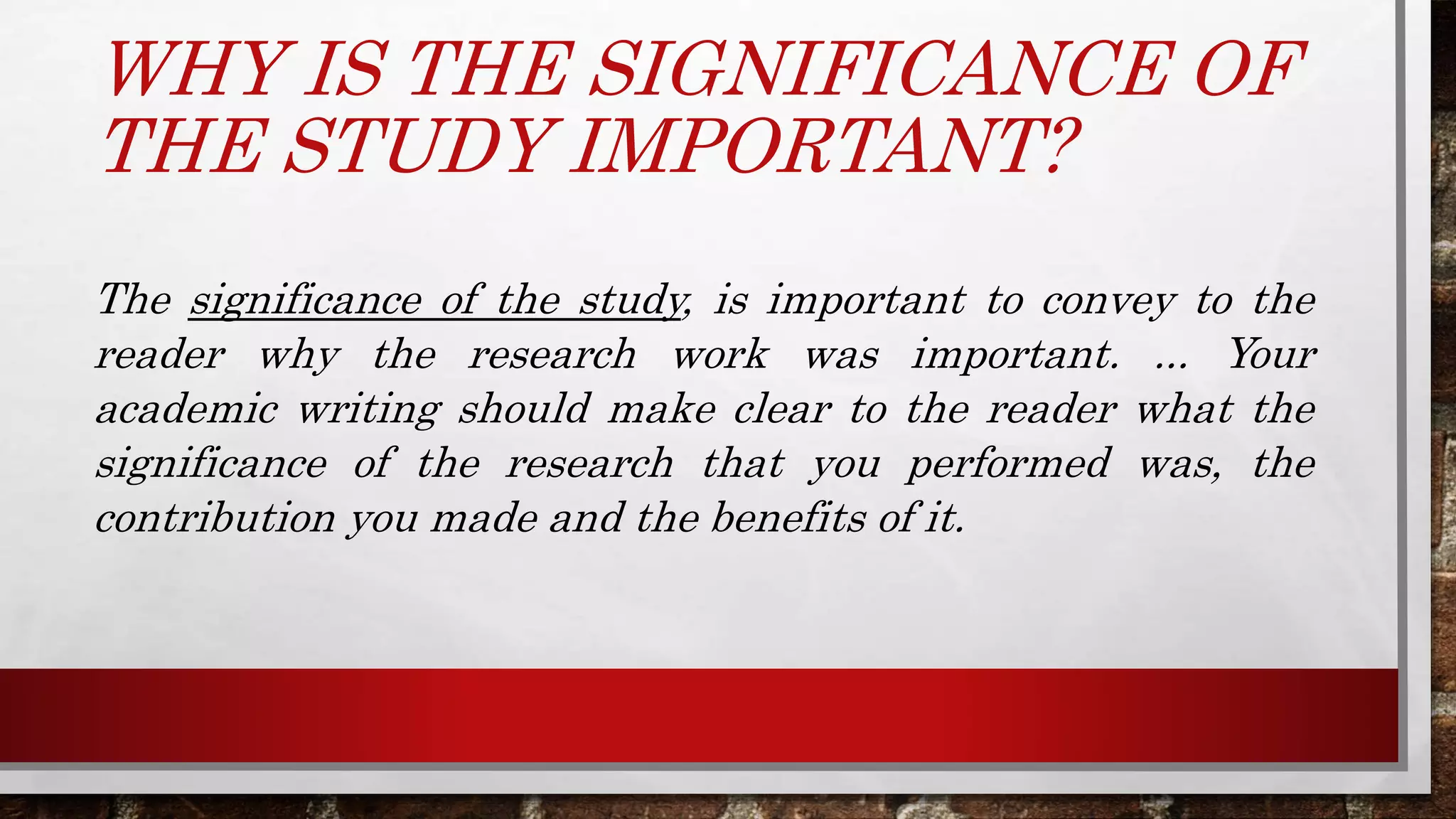 Rationale justification significance of study | PPTX | Educational ...