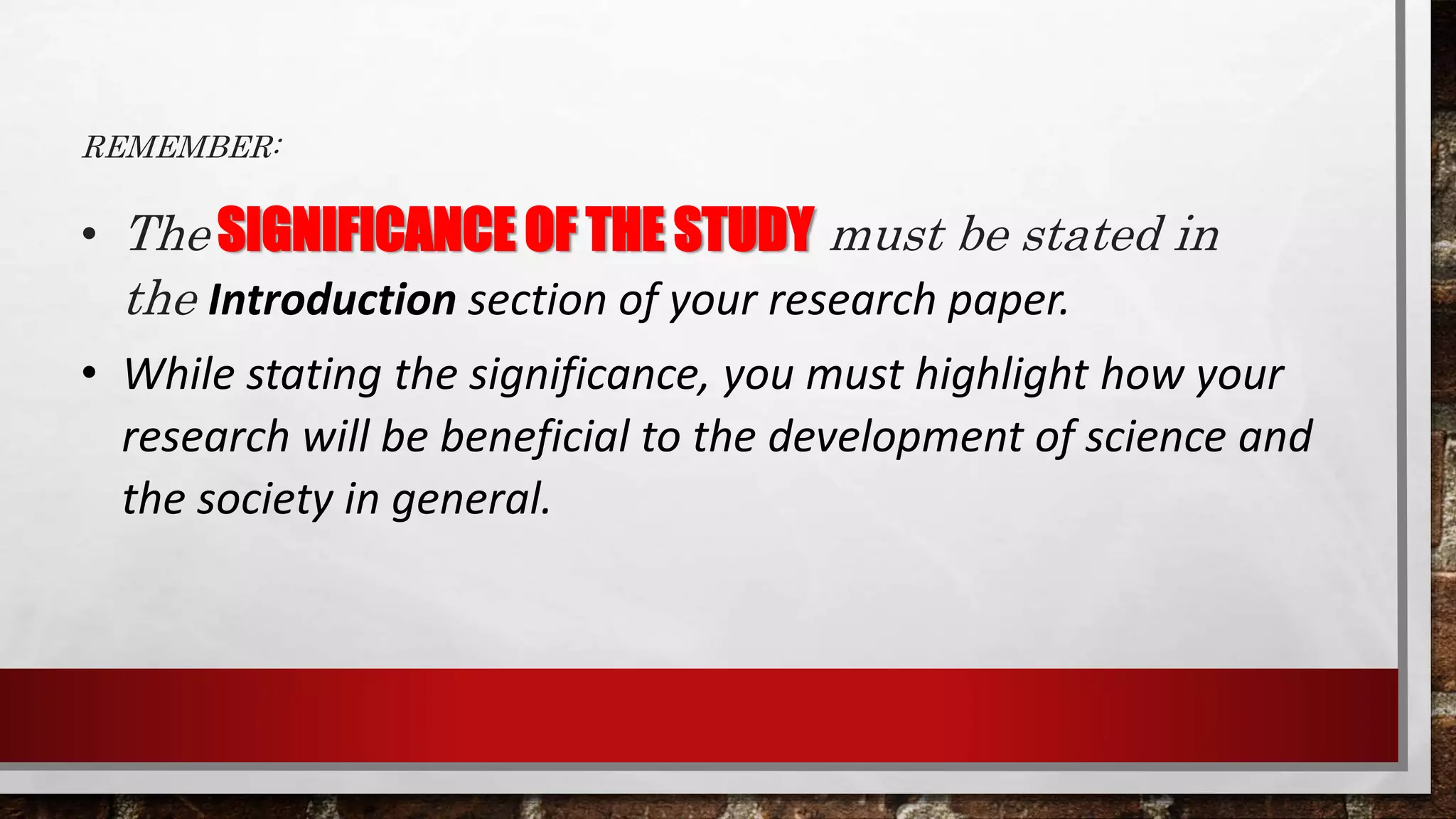 Rationale justification significance of study | PPTX | Educational ...