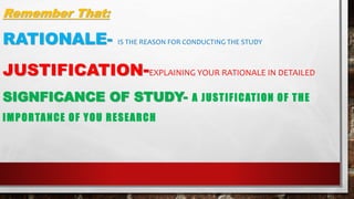 Rationale justification significance of study | PPTX