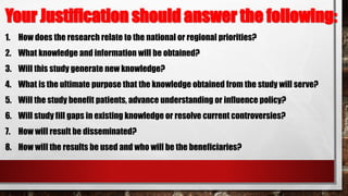 Rationale justification significance of study | PPTX