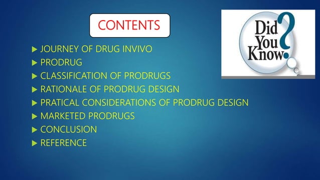 Rationale of prodrug design and practical consideration of | PPTX