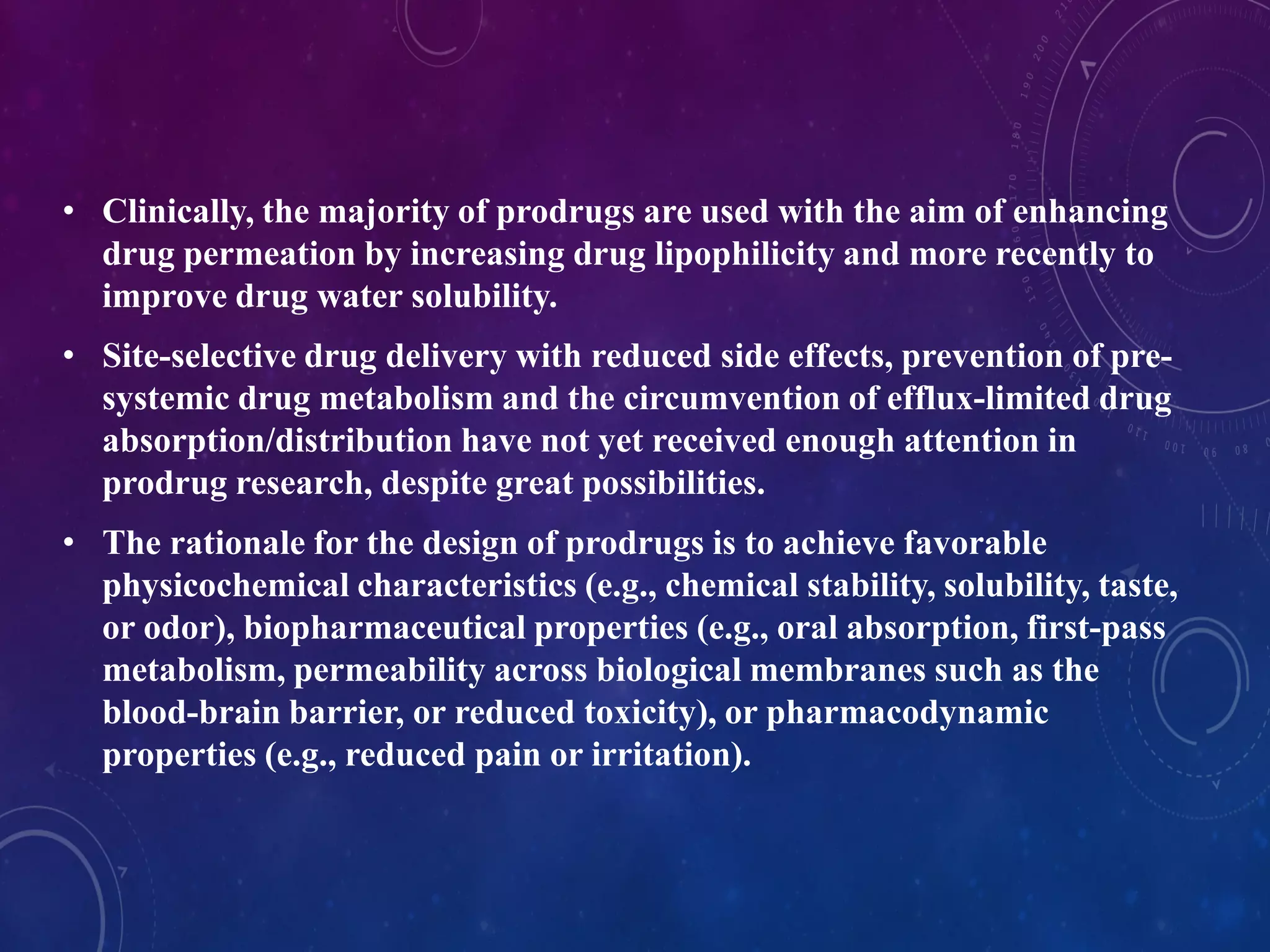 Rationale of prodrug design and practical considertions of prodrug ...