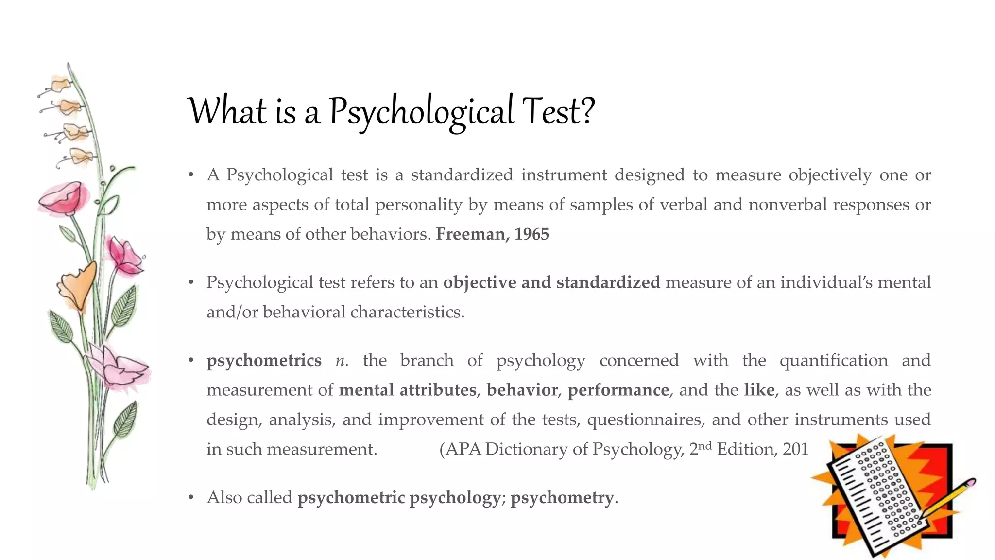 Rationale of psychological testing | PPT