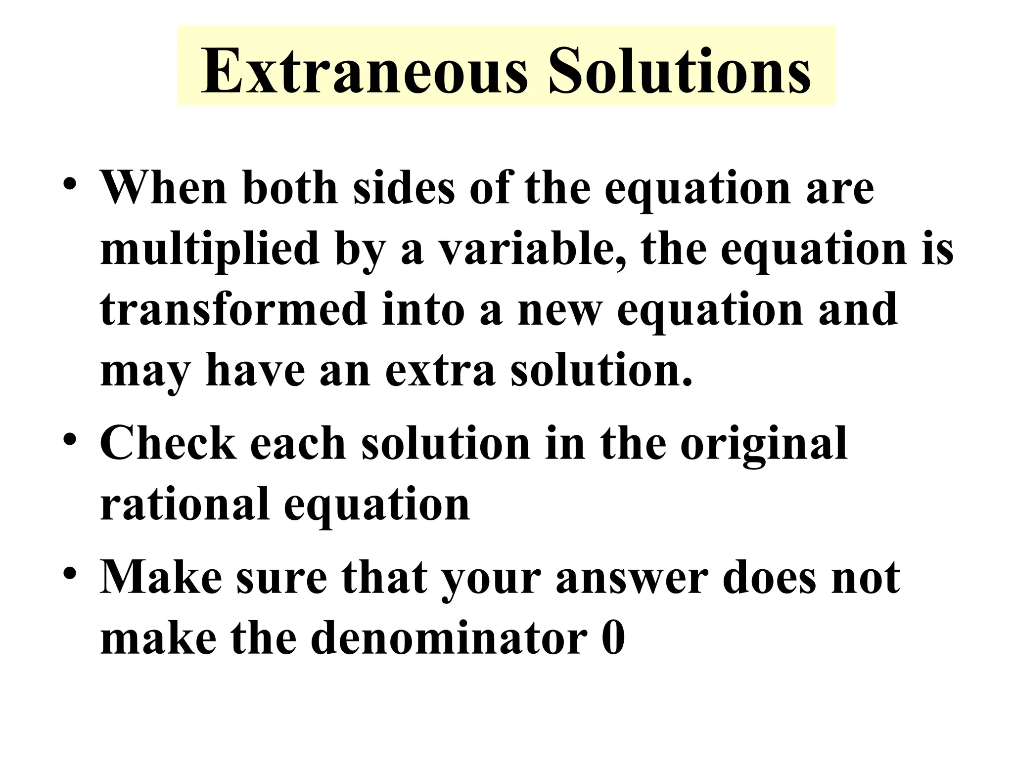 Solving Rational Equations-General Mathematics | PPT