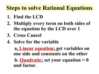 Solving Rational Equations-General Mathematics | PPT