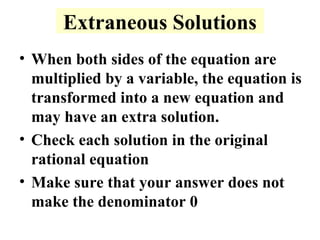 Solving Rational Equations-General Mathematics | PPT
