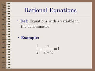 Rational Equations Examples