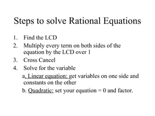 RATIONAL EQUATIONS SUCH AS EXAMPLES OF RATIONAL .ppt
