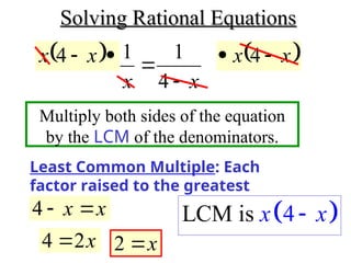 RATIONAL EQUATIONS SUCH AS EXAMPLES OF RATIONAL .ppt