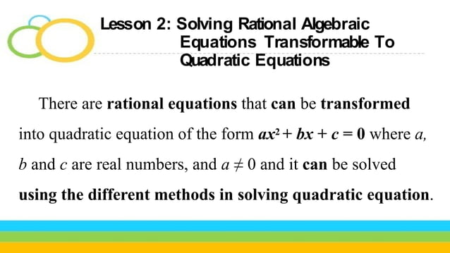 Rationalequationtransformabletoquadratic Pptx