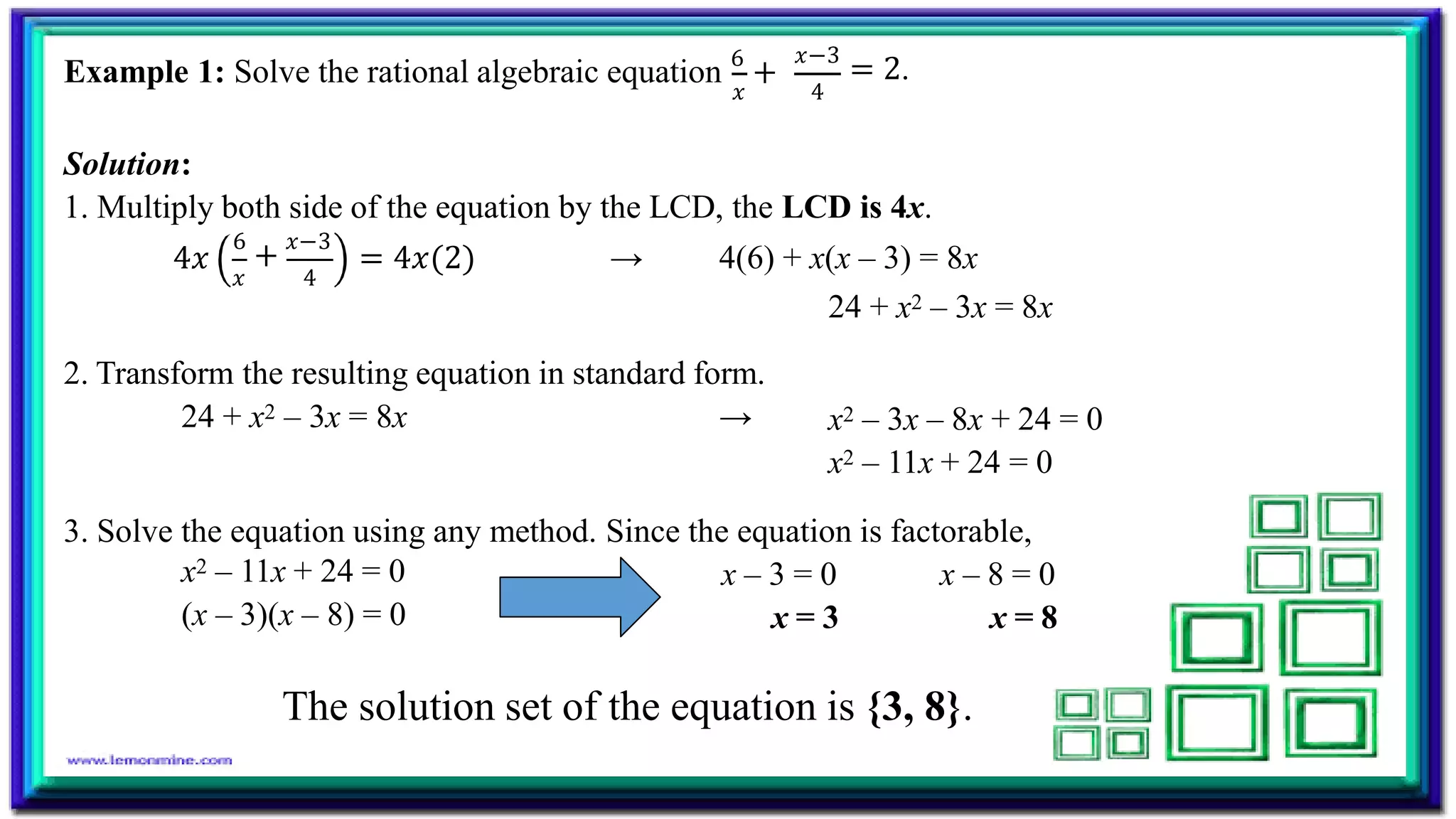 Rational Equation Transformable To Quadratic Equation Pptx