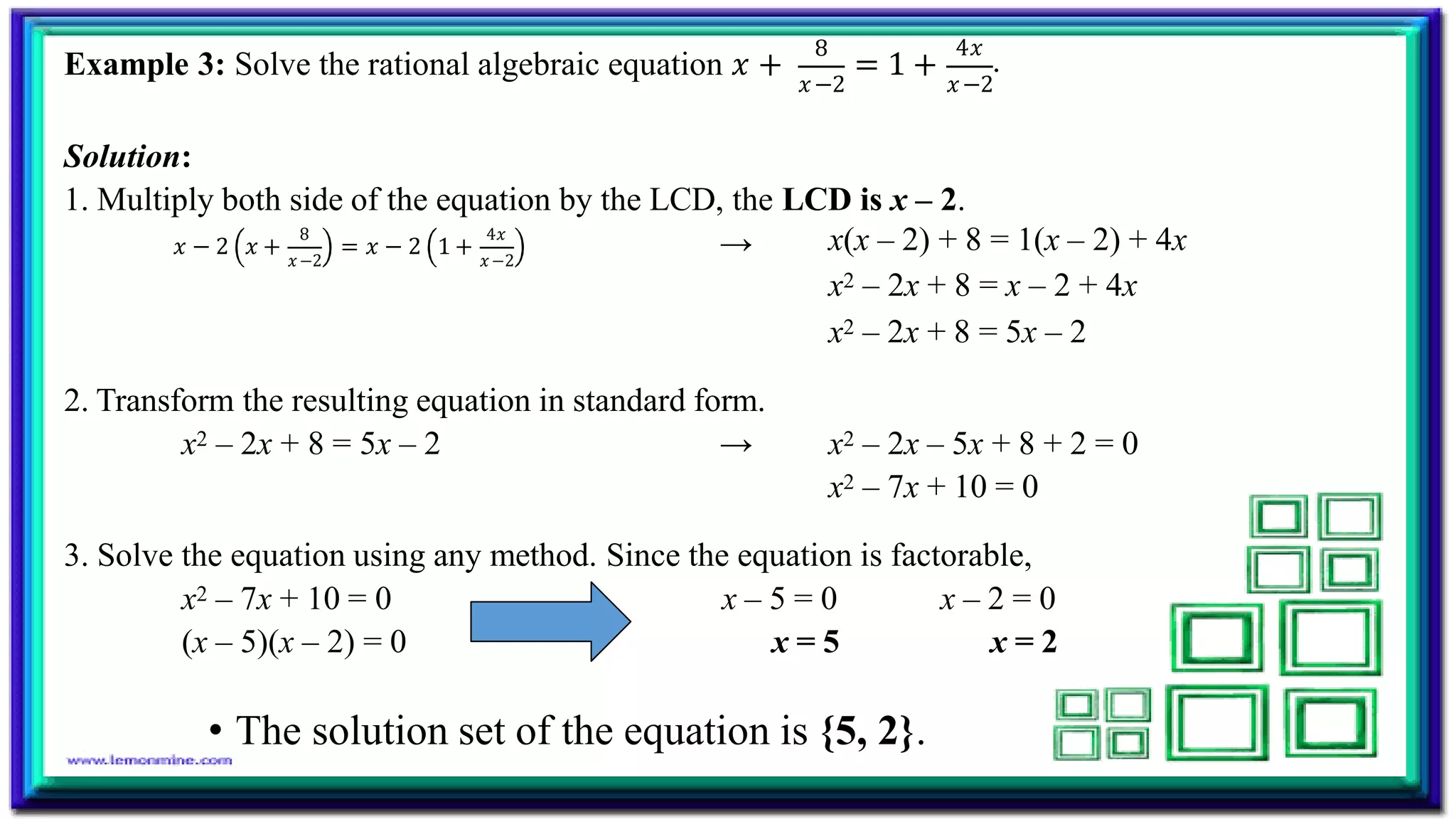 Rational Equation Transformable To Quadratic Equationpptx Physics