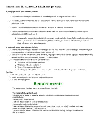 Rationale samples and guidelines | PDF