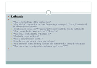 Rationale Writing | PDF