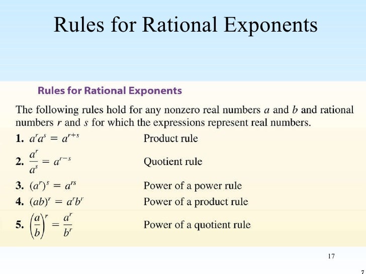 Rational Exponents Rational Exponents