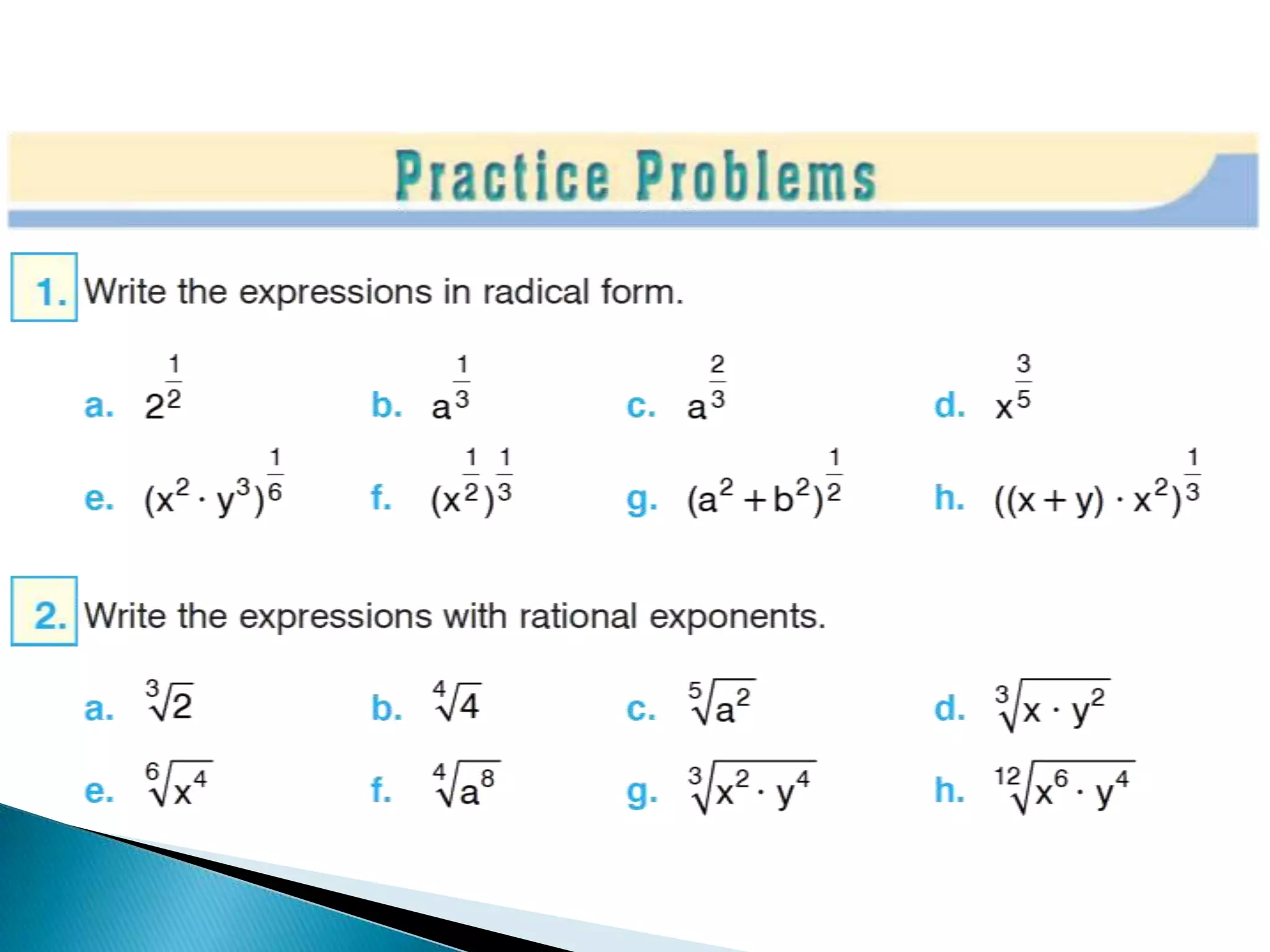 Rational exponents | PPT