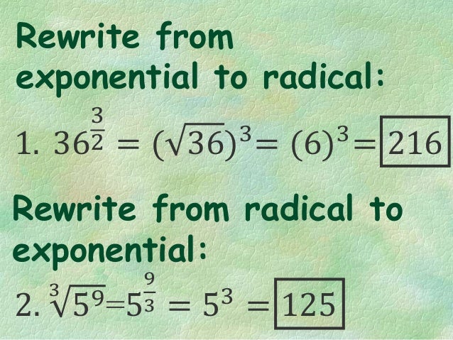 Rational exponents and radicals