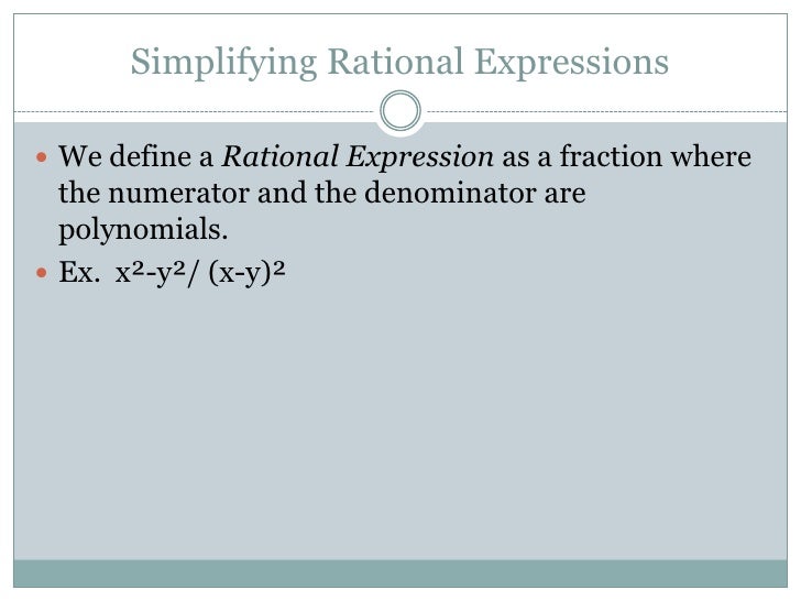 Rational Expressions