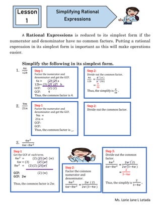 Rational Expressions Module | PDF