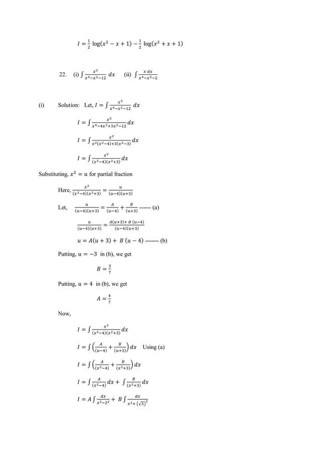Integration Using Partial Fraction or Rational Fraction ( Fully Solved) | PDF | Physics | Science